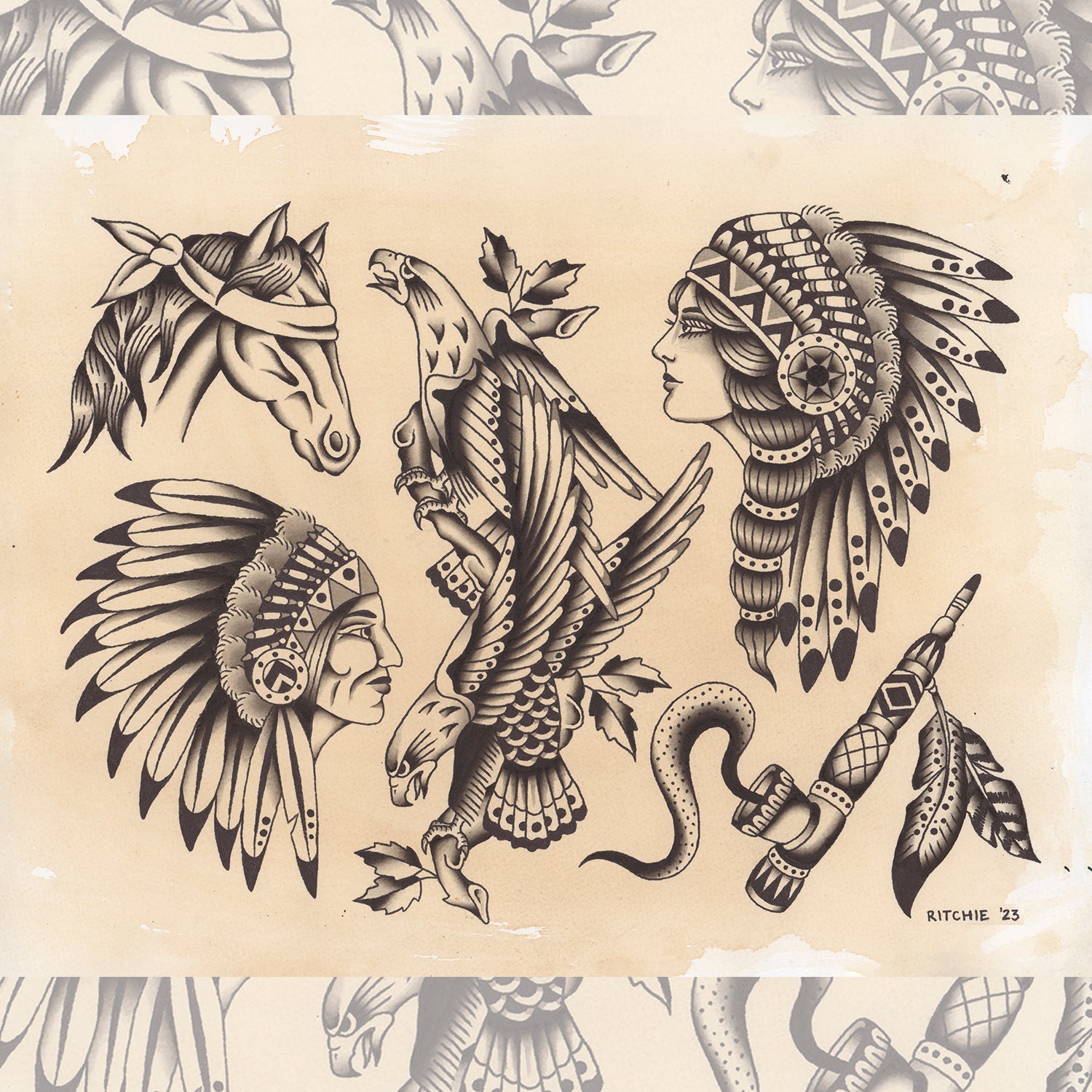 Jess Ritchie - Native Flash Sheet | Bold Tribal Tattoo Designs ...