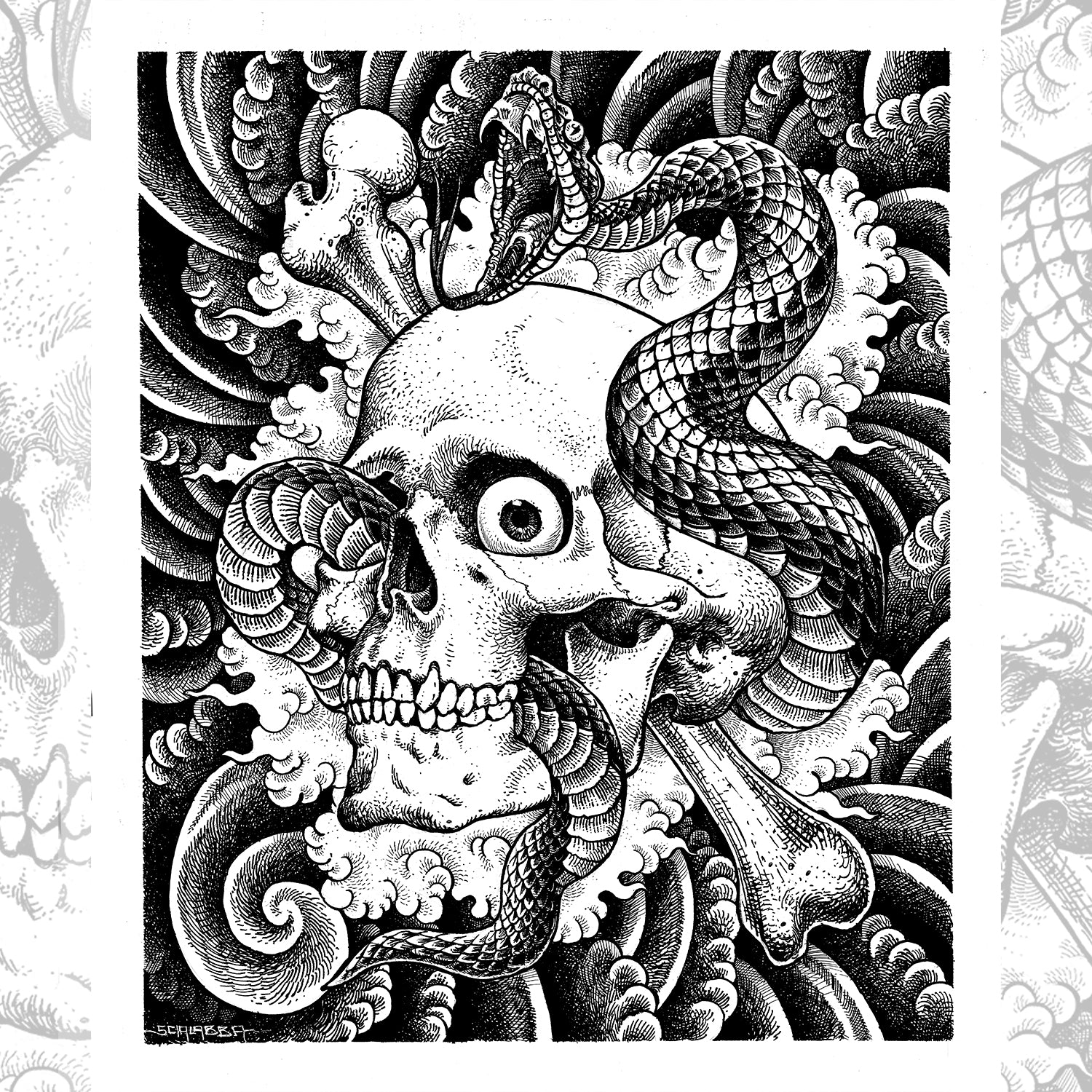 Claudio Scialabba – Teschio Serpente – Mindzai Apparel