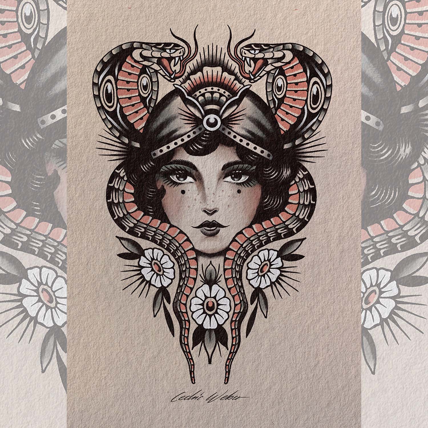 Cobra Girl Print – Cédric Weber Tattoo Art – Mindzai Apparel