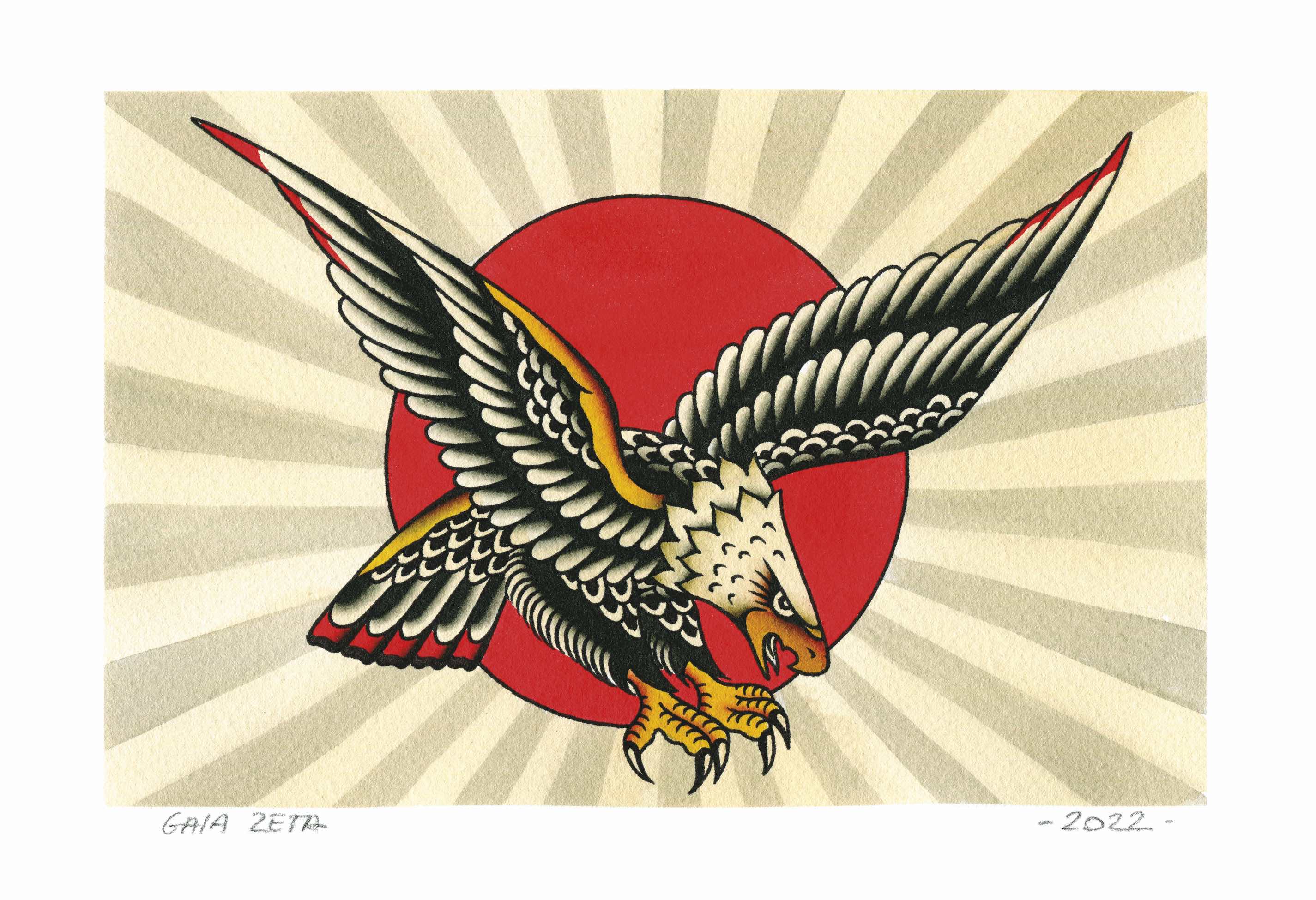 Eagle by Gaia Zeta – 13×19 Traditional Tattoo Art Print – Mindzai Apparel